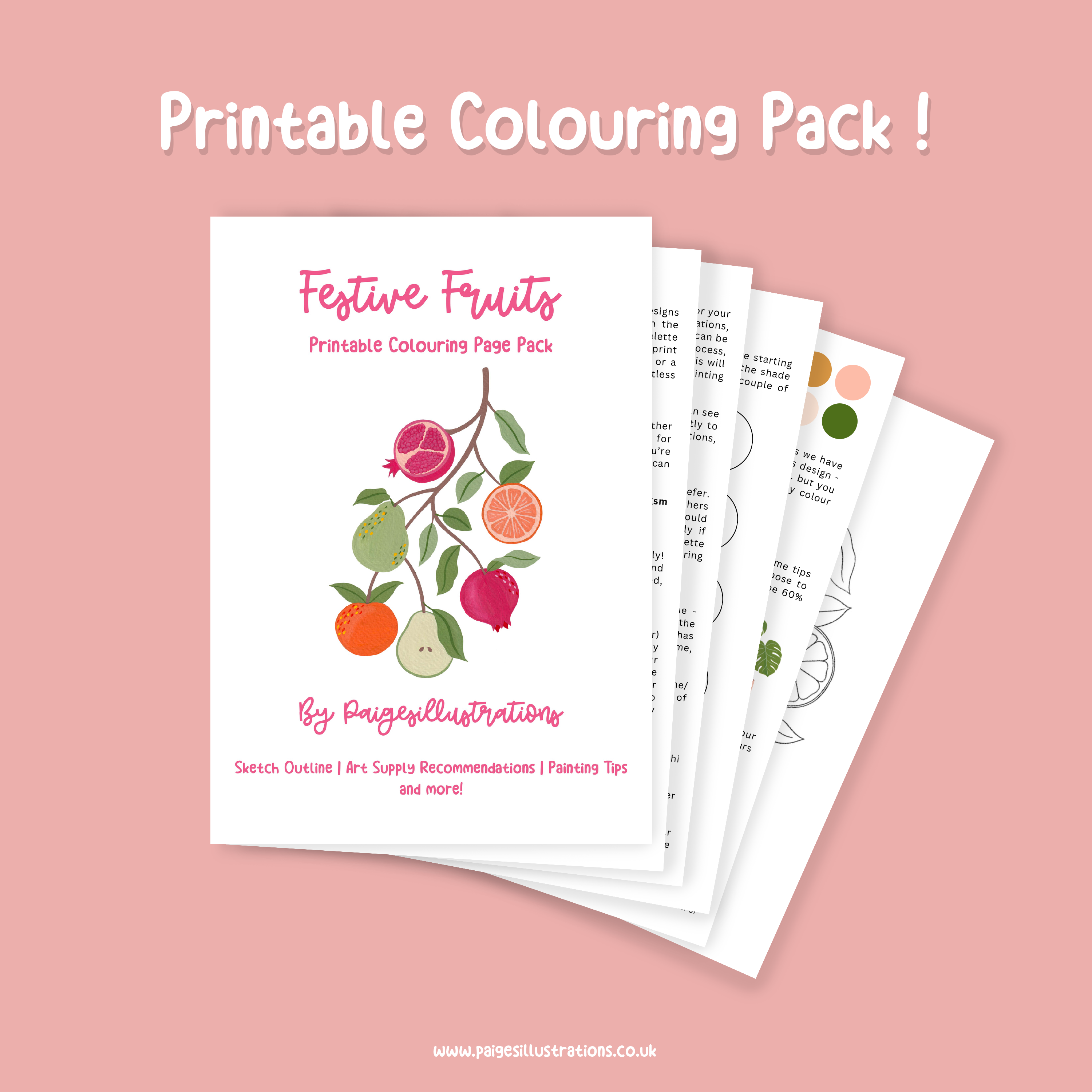 Festive Fruits - Printable PDF Pack – paigesillustrations